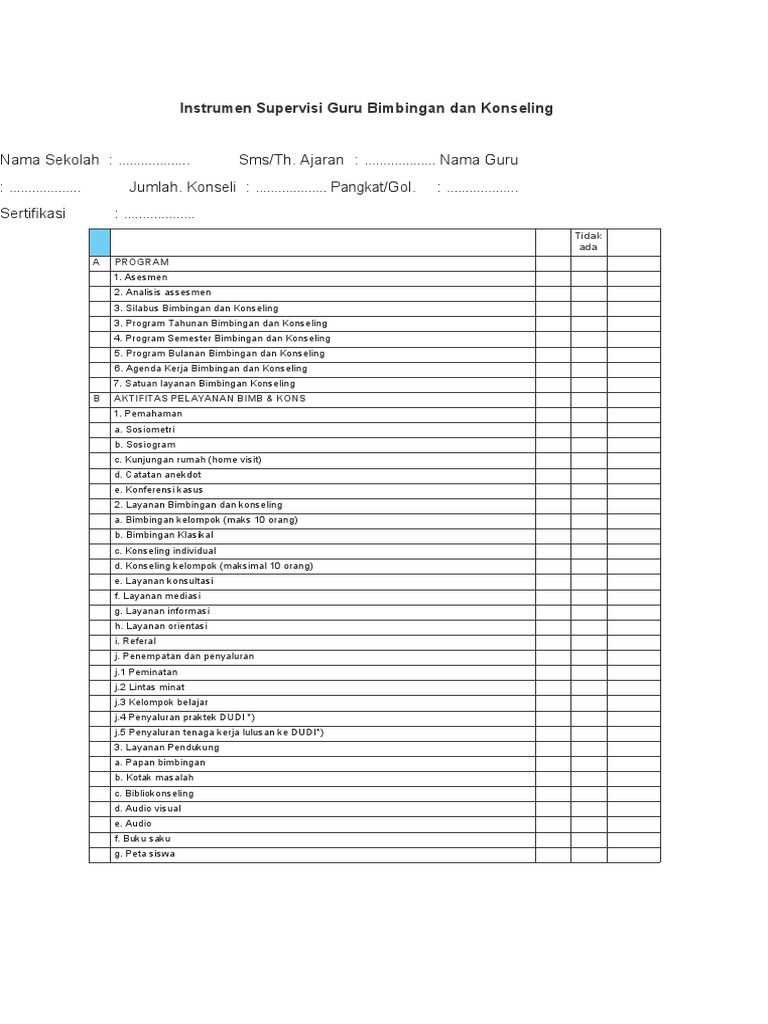 Instrumen Supervisi Tendik Dan Tugas Tambahan | PDF