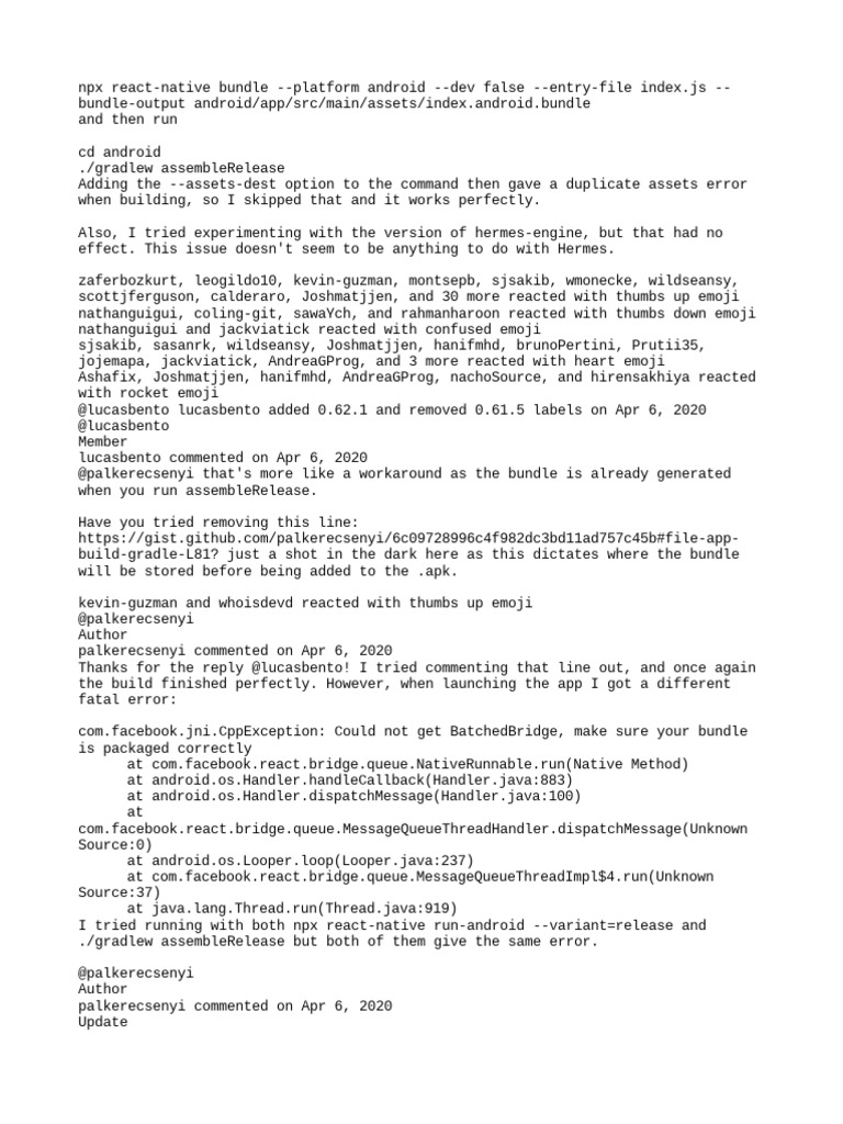 Release Mode Bundle Error | PDF | Android (Operating System) | Mobile App