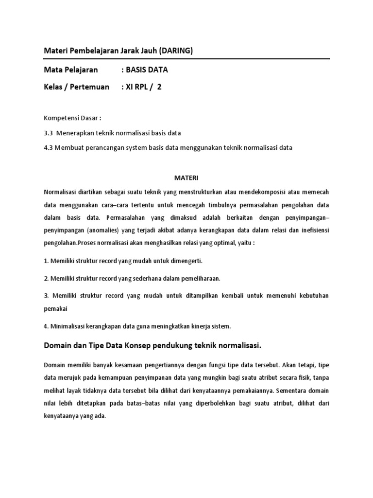 Materi Basis Data - Pertemuan 2 | PDF Materi Basis Data - Pertemuan 2 | PDF