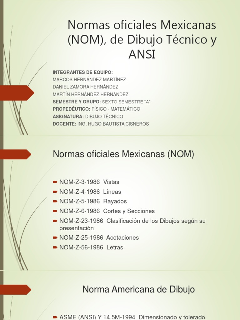 Normas NOM y ANSI en Dibujo Técnico | PDF | Dibujo | Dibujo técnico
