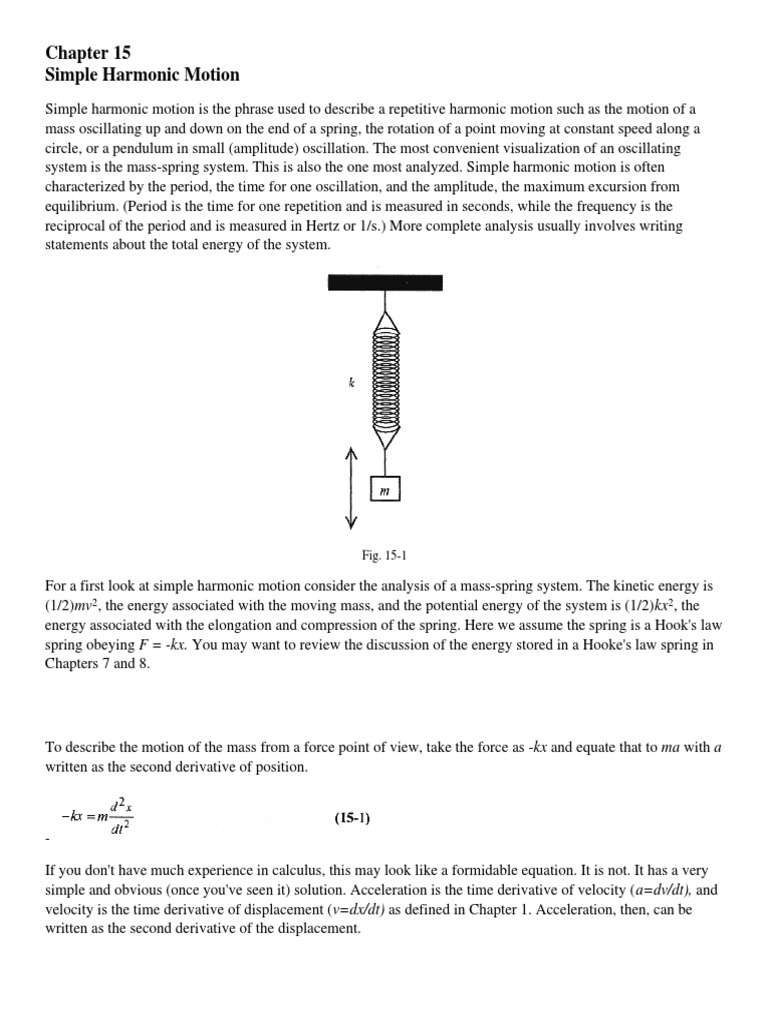 Analysis of a Simple Harmonic Motion Mass-Spring System | PDF ...