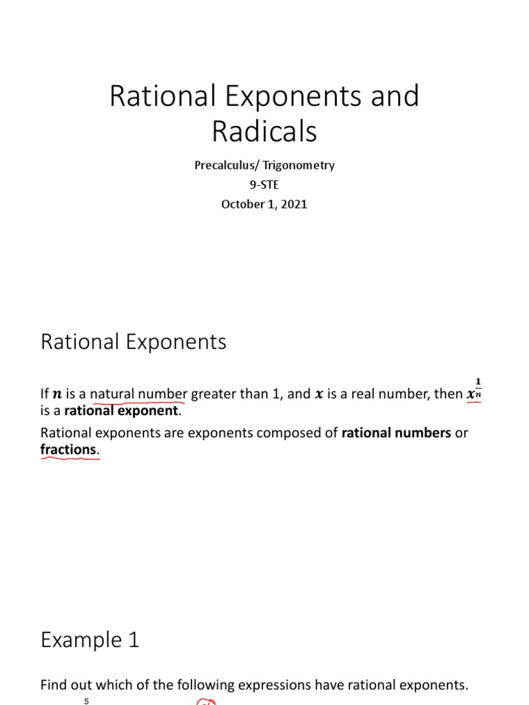 Lesson 2.2 Rational Exponents and Radicals | PDF | Multiplication ...