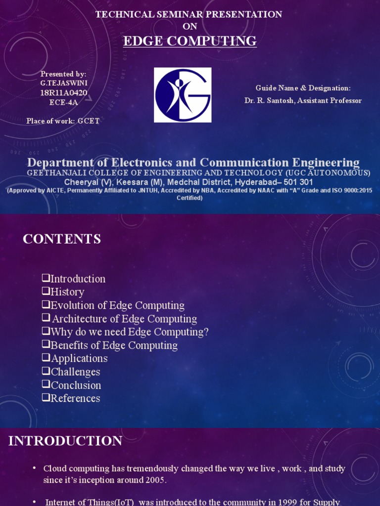 Tech Seminar PPT | PDF | Cloud Computing | Internet Of Things
