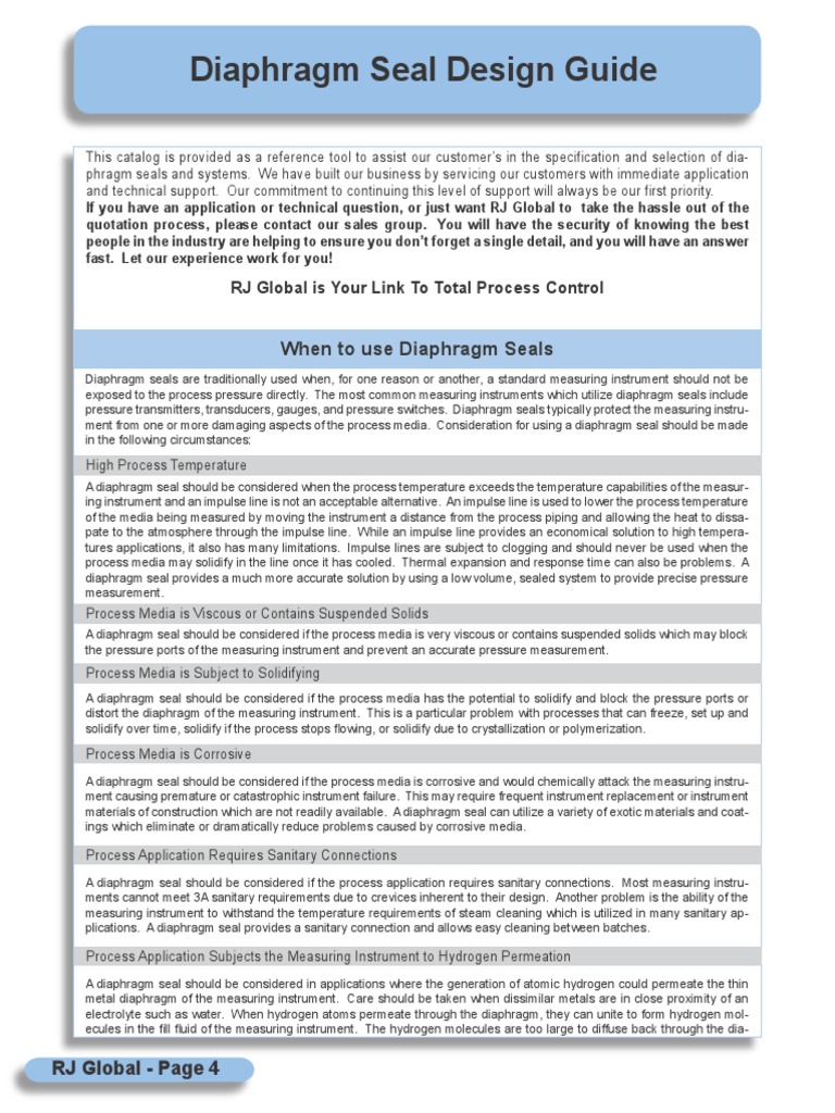 Diaphragm Seal Design and Application Guide | PDF | Pressure ...