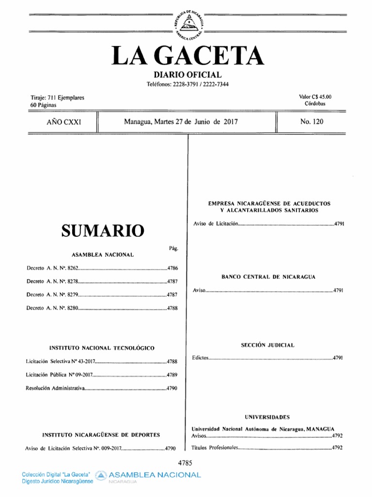 Decreto 8262 (T) Nicaragua | PDF | Nicaragua | Honduras