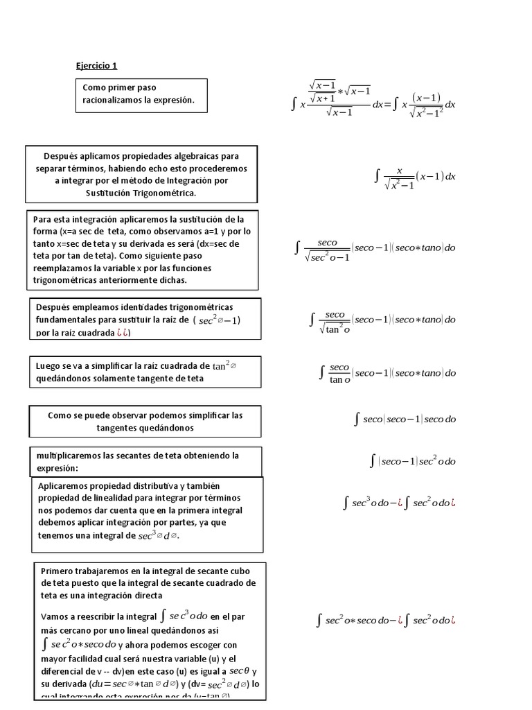 Integrales con Sustitución Trigonométrica | PDF | Integral | Raíz cuadrada