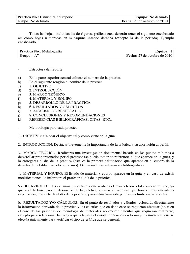 Estructura Del Reporte | PDF