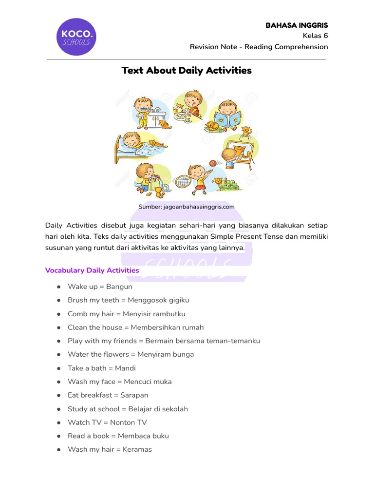 Revision Note - Bahasa Ingris Kelas 6 - Reading Comprehension | PDF ...