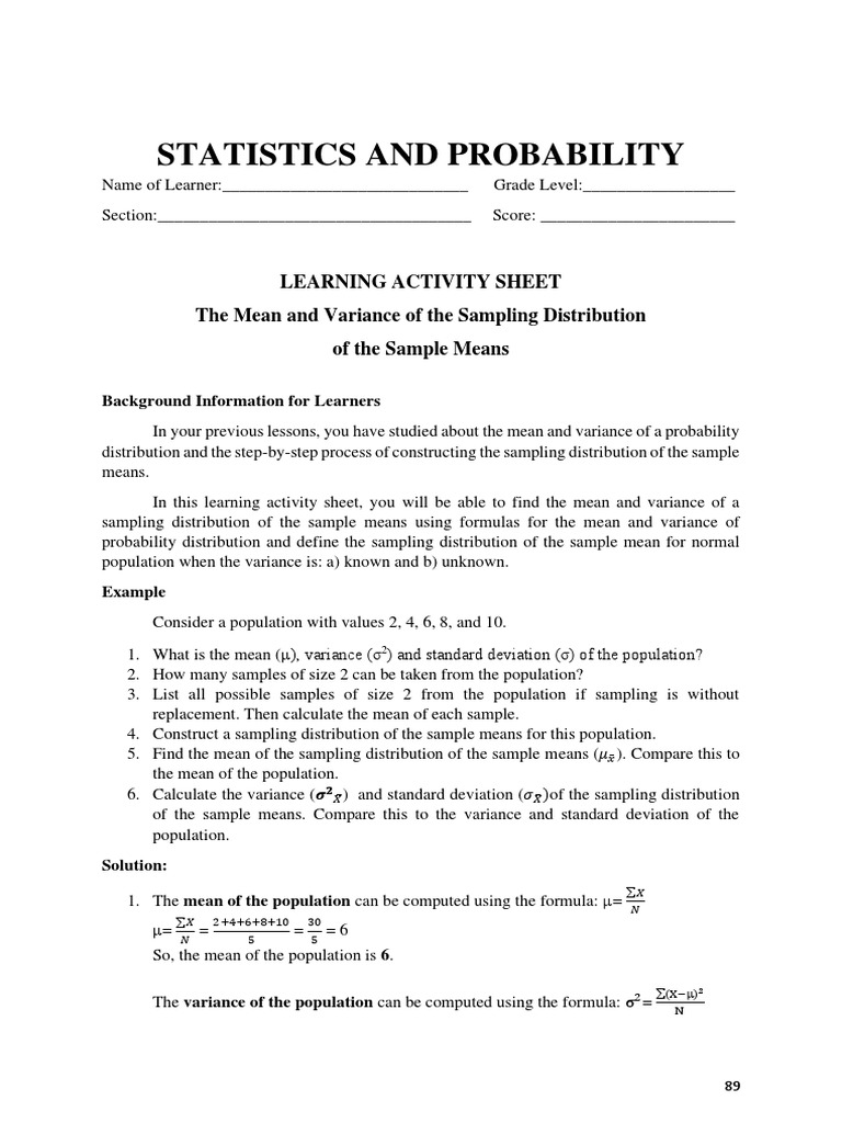 Week 6 | PDF | Standard Deviation | Variance
