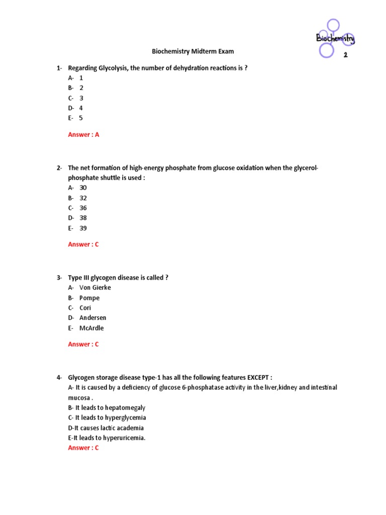 Biochemistry Midterm Exam | PDF | Glycolysis | Adenosine Triphosphate