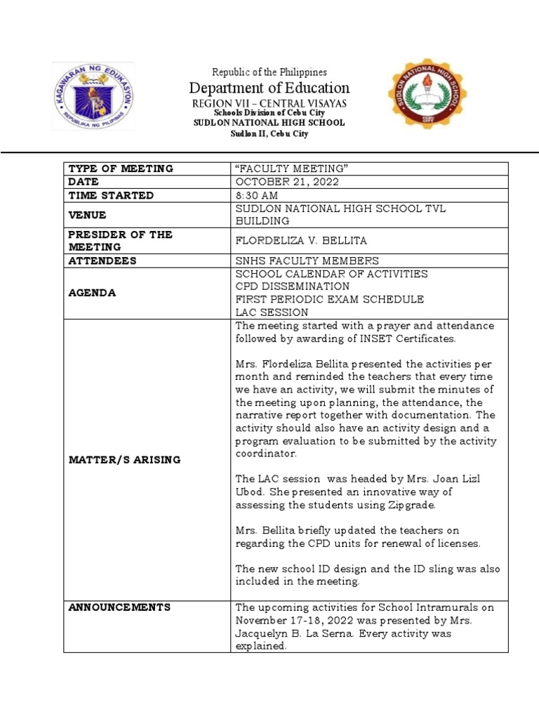 Faculty Meeting 10-21-2022 | PDF