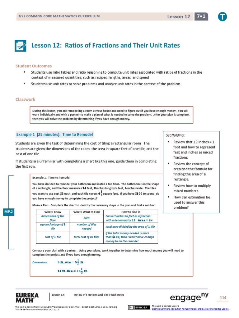 Math g7 m1 Topic C Lesson 12 Teacher | PDF | Area | Ratio