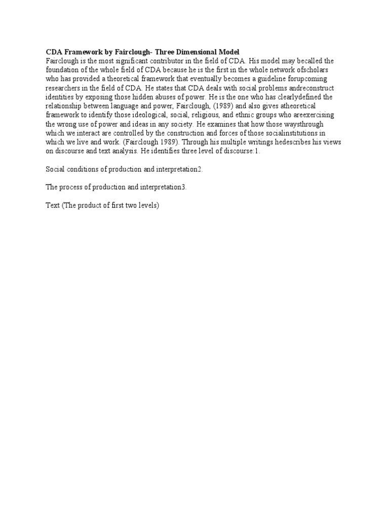 CDA Framework by Fairclough | PDF