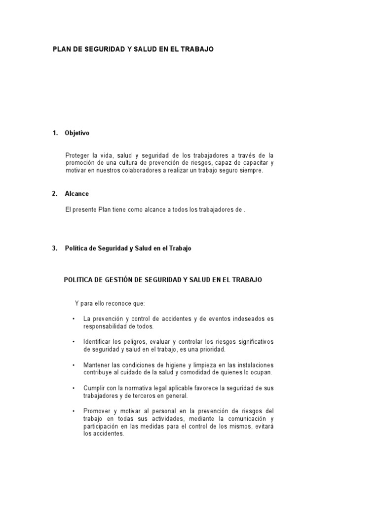 Plan de Seguridad e Higiene en El Trabajo | PDF | Seguridad y salud ocupacional | Valores