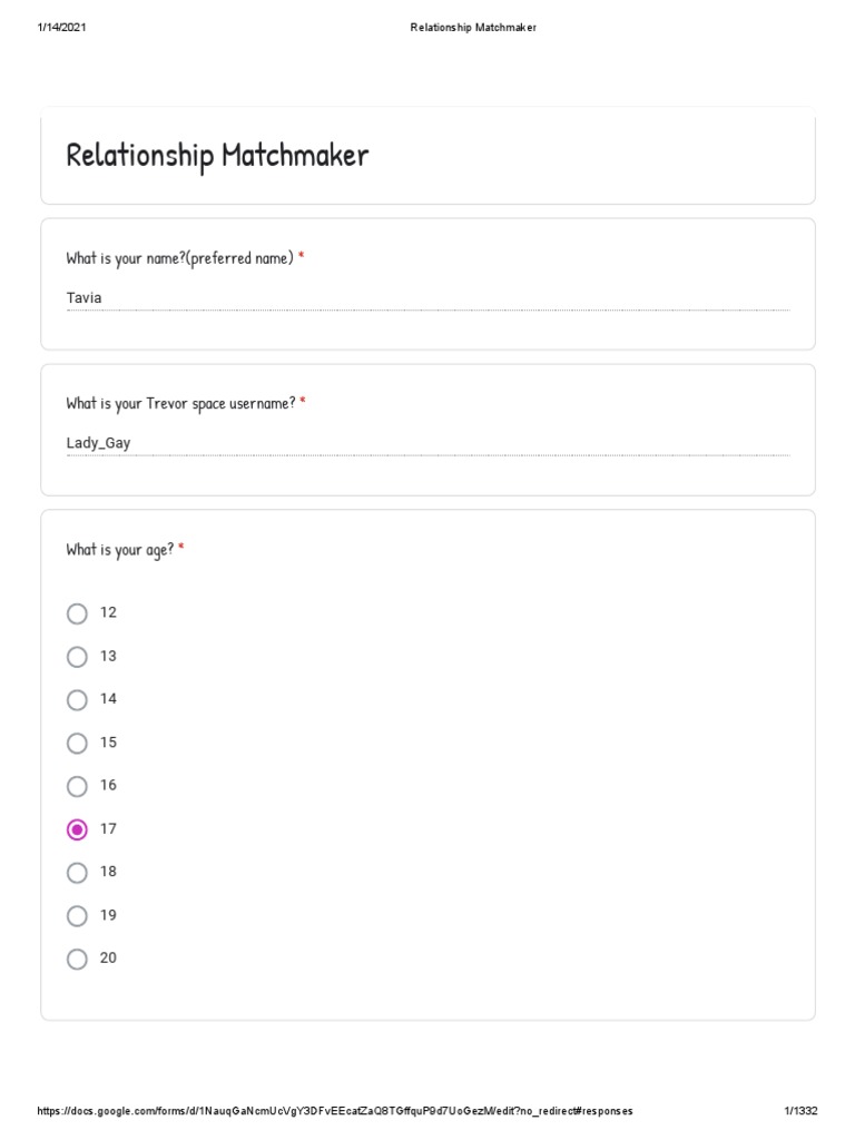 Relationship Matchmaker - Google Forms | PDF | Polyamory | Extraversion ...