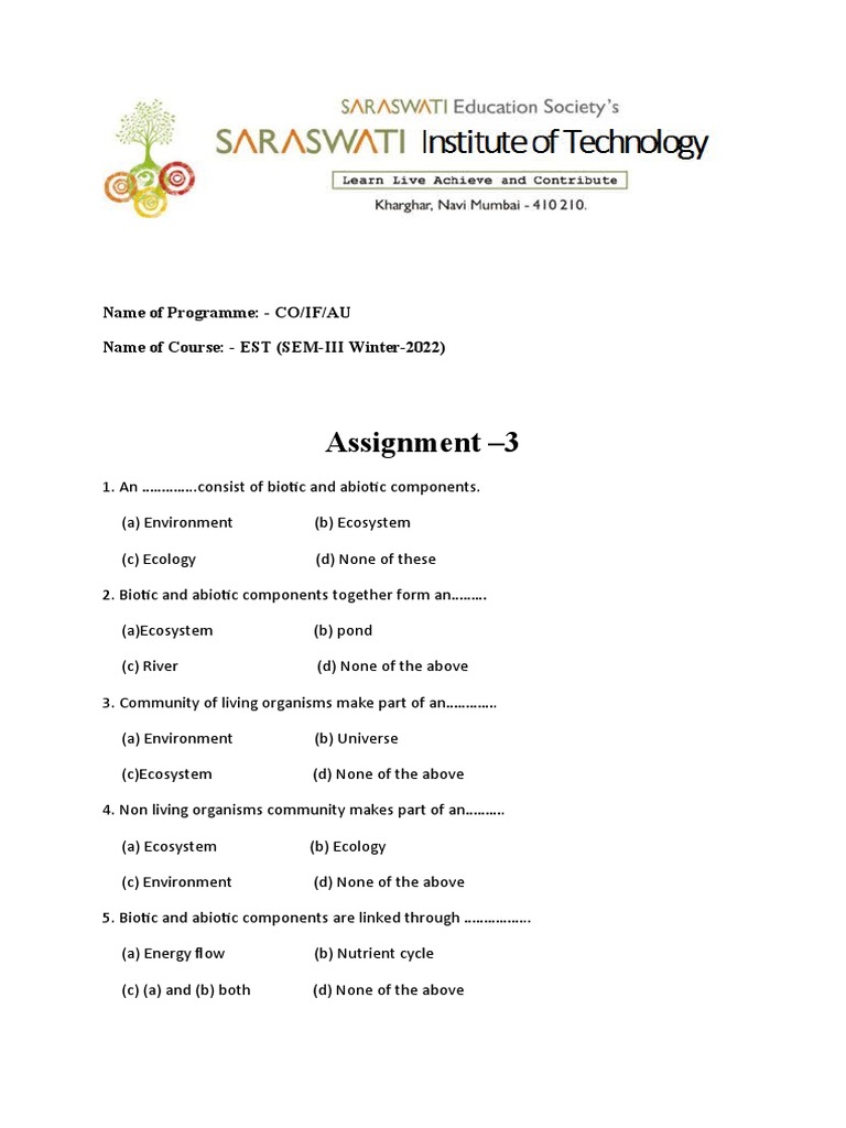 Understanding Ecosystem Components And Interactions An Assignment On 2686