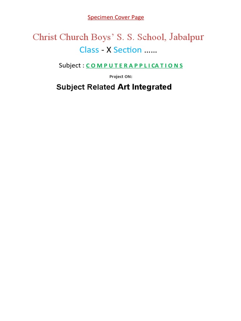 Sample For Computers Art Integration Project For Class 10 A, B, C, D ...