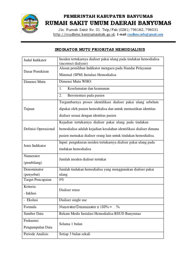 Indikator Mutu Prioritas HD 2022 | PDF