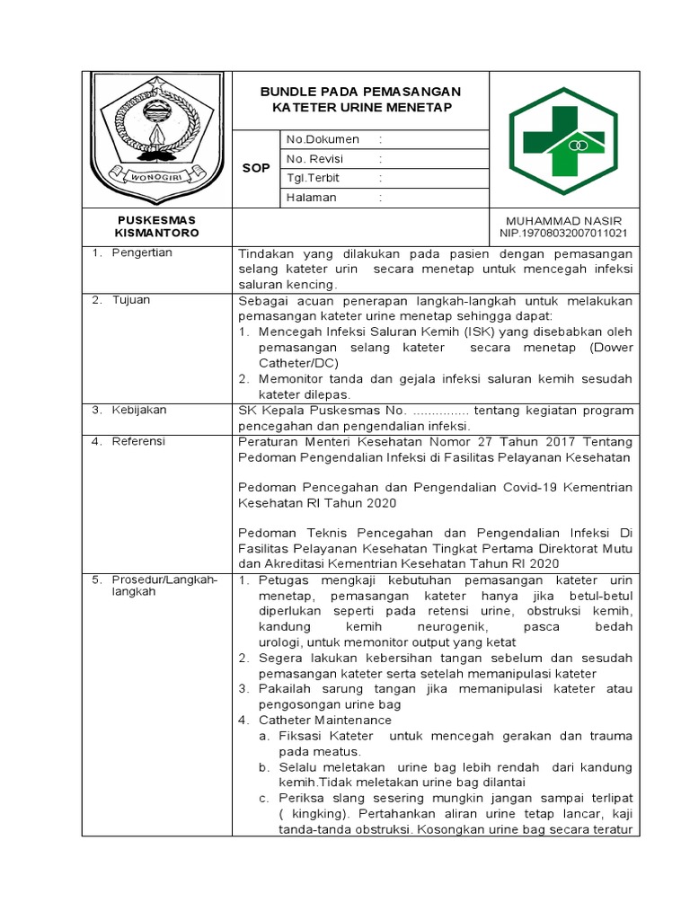 Sop 05 Bundle Pada Pemasangan Kateter Yang Menetap | PDF