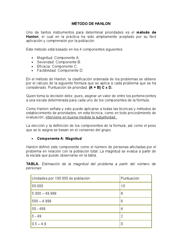 Método de Hanlon | PDF | Salud y bienestar | Medicina