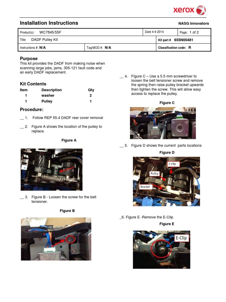 DADF Pulley Kit Installation Guide | PDF | Belt (Mechanical ...
