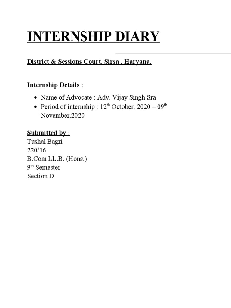 Internship Diary | PDF | Bail | National Security