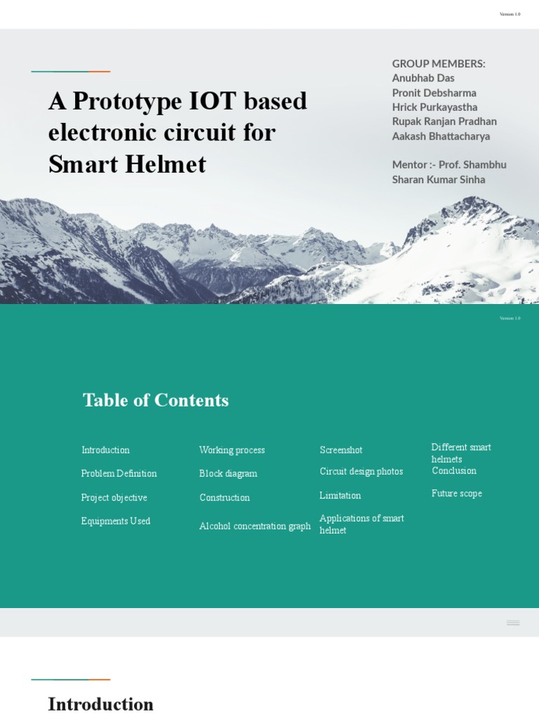 Smart Helmet PPT Final Year Advanced | PDF | Wi Fi | Sensor