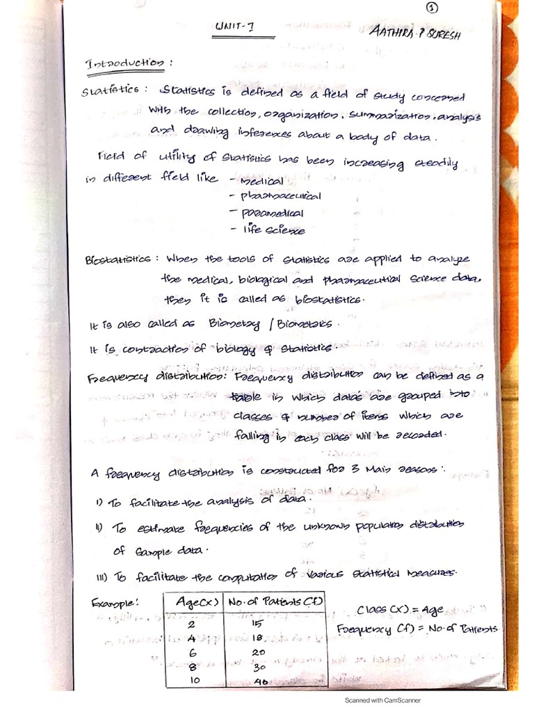 Biostatistics 1st Unit Pdf