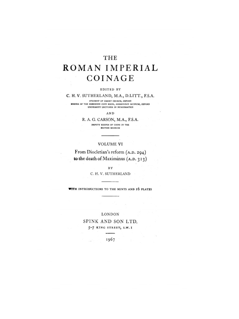 (Roman Imperial Coinage 6) C.H.v. Sutherland - Roman Imperial Coinage ...