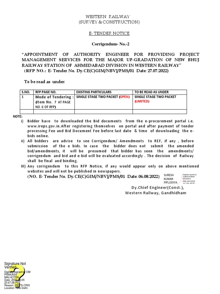 New Bhuj Corrigendum 2 Pms 01 - 1 | PDF