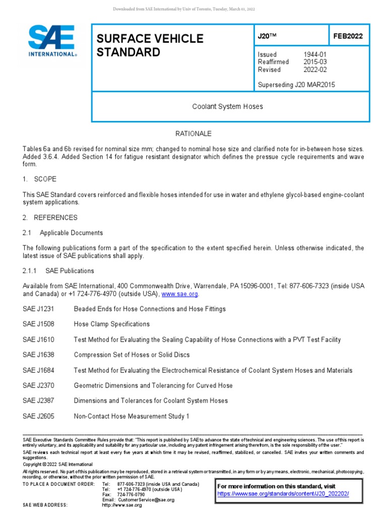 Sae J20-2022 | PDF | Engineering Tolerance | Pipe (Fluid Conveyance)
