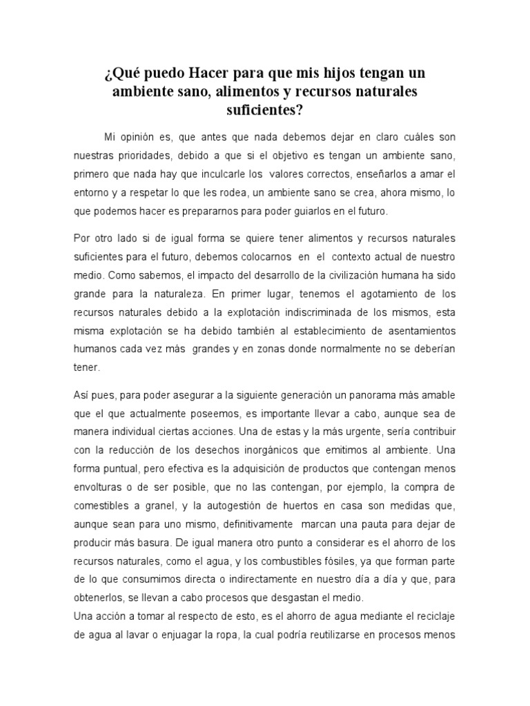 Qué Puedo Hacer para Que Mis Hijos Tengan Un Ambiente Sano, Alimentos y ... Qué Puedo Hacer para Que Mis Hijos Tengan Un Ambiente Sano, Alimentos y ...