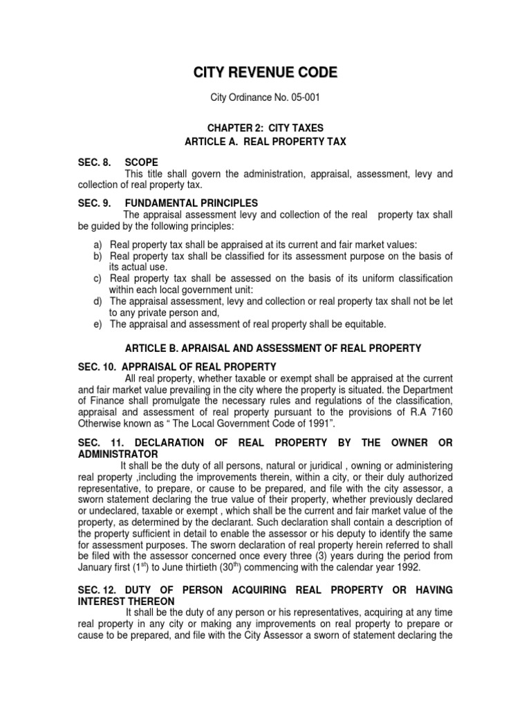 Alaminos City Revenue Code Overview | PDF | Property Tax | Real Estate ...