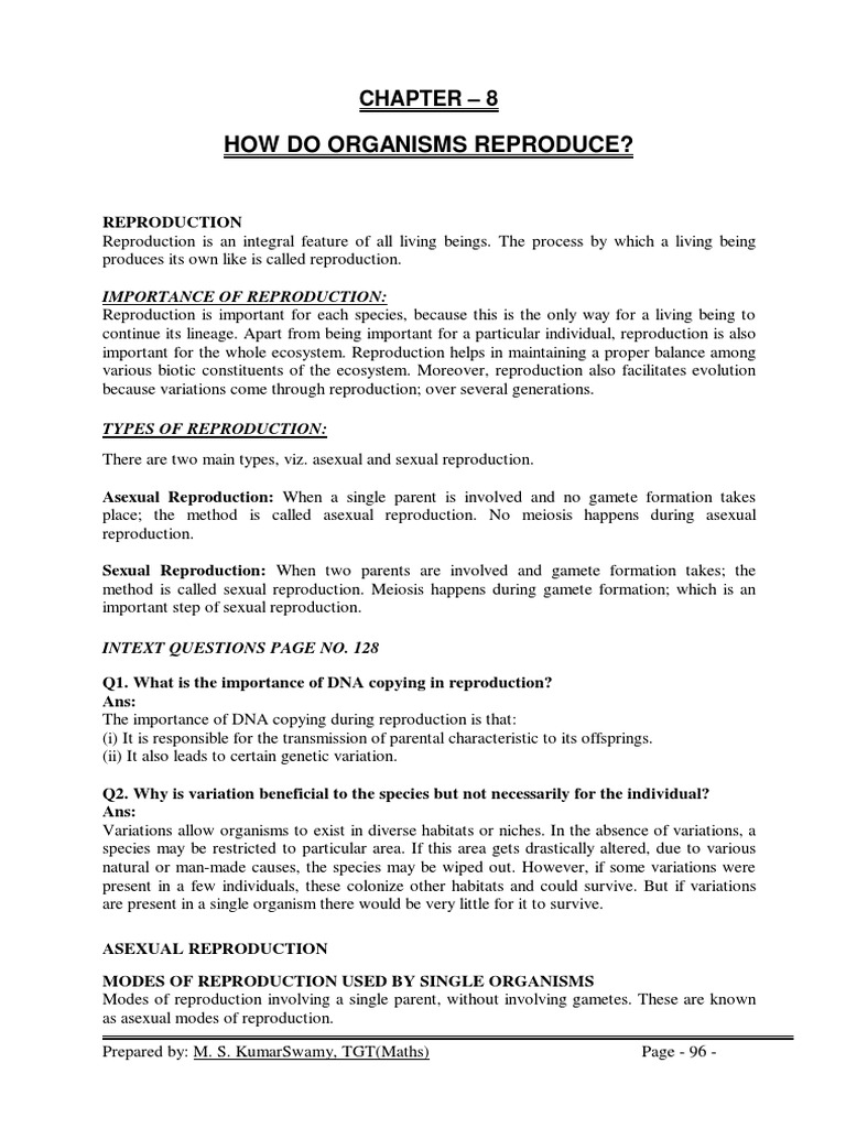 How Do Organisms Reproduce Notes-X | PDF | Pollination | Reproduction