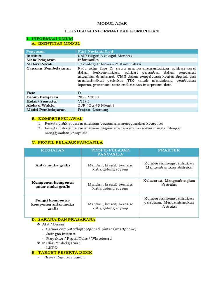 Modul Ajar Fitri Novianti, S.PD Bab 3 | PDF