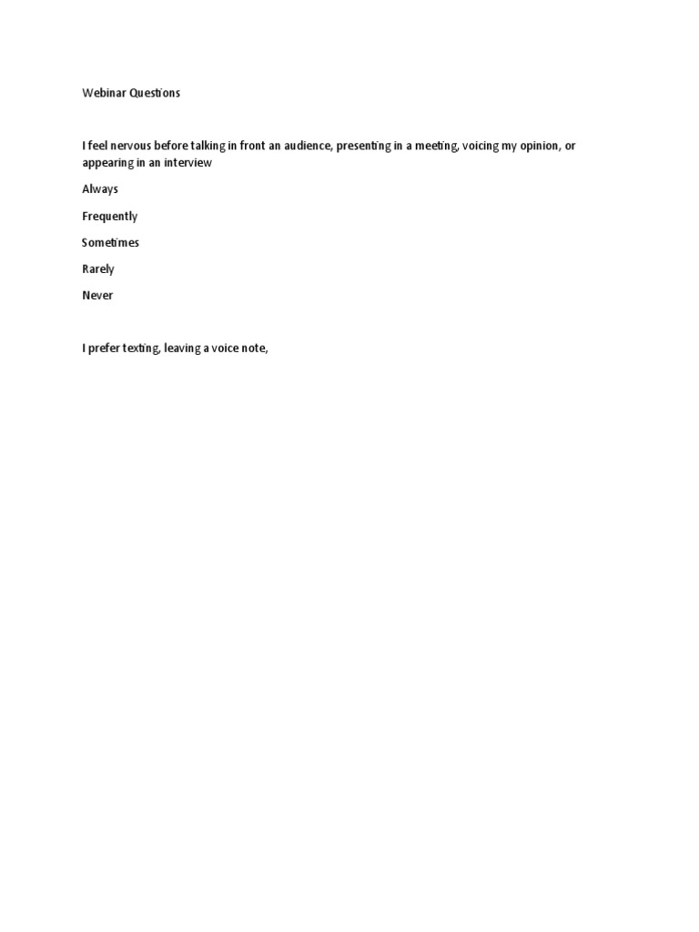 Webinar Questions | PDF