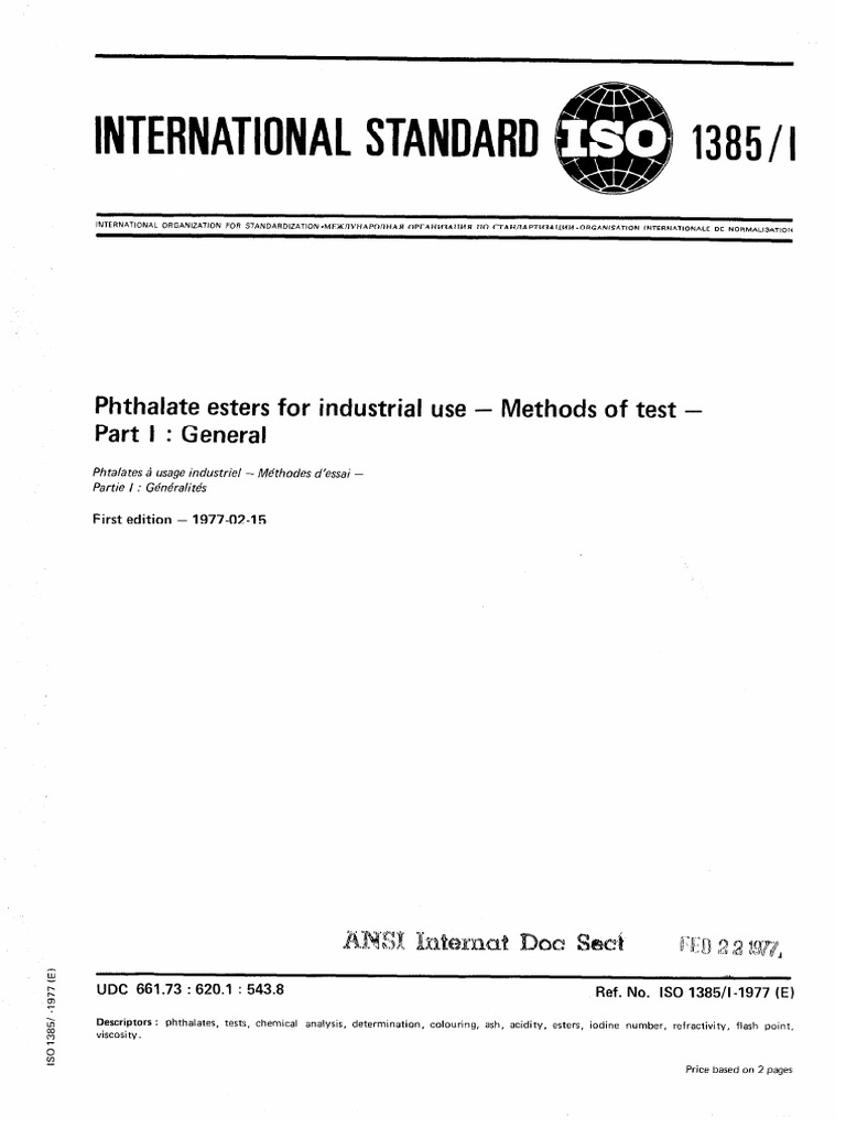 ISO 01385-1-1977 Scan | PDF | International Organization For ...
