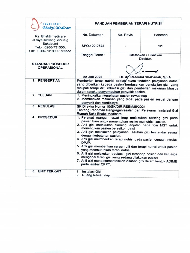 Panduan Terapi Nutrisi Rumah Sakit | PDF