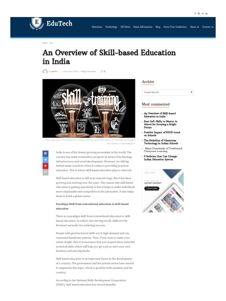 An Overview of Skill-Based Education in India | PDF | Employment | Business