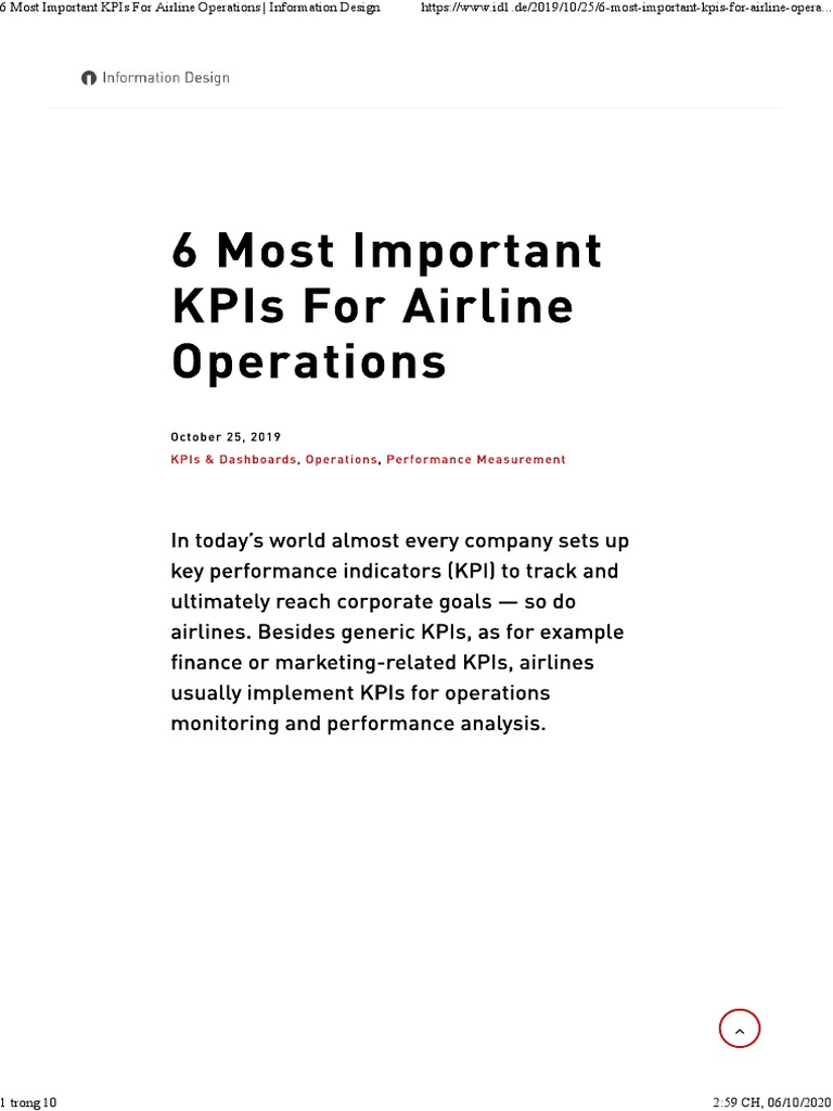 6 Most Important KPIs For Airline Operations - Information Design | PDF ...