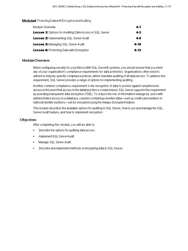 20764C-ENU-Handbook-Module 04 | PDF | Microsoft Sql Server | Databases
