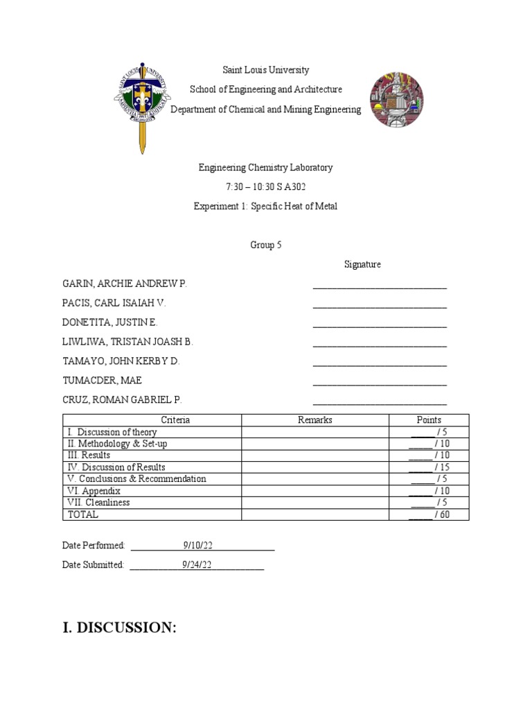 Group Lab Report Experiment 1 | PDF | Heat | Temperature