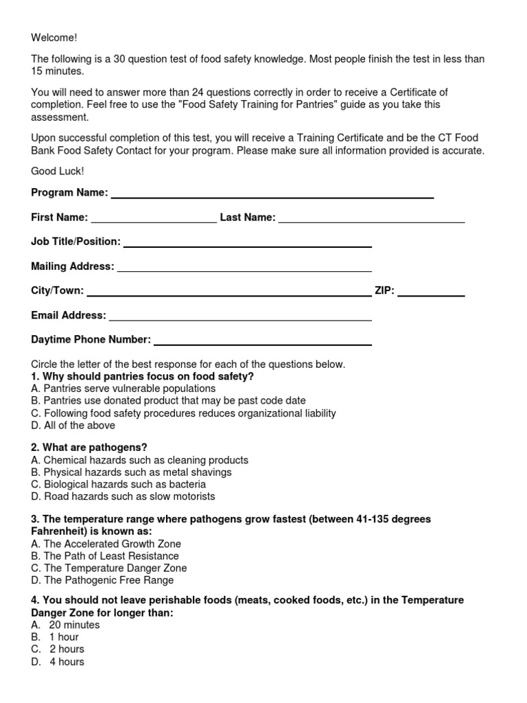Food Safety Test | PDF | Food Safety | Shelf Life