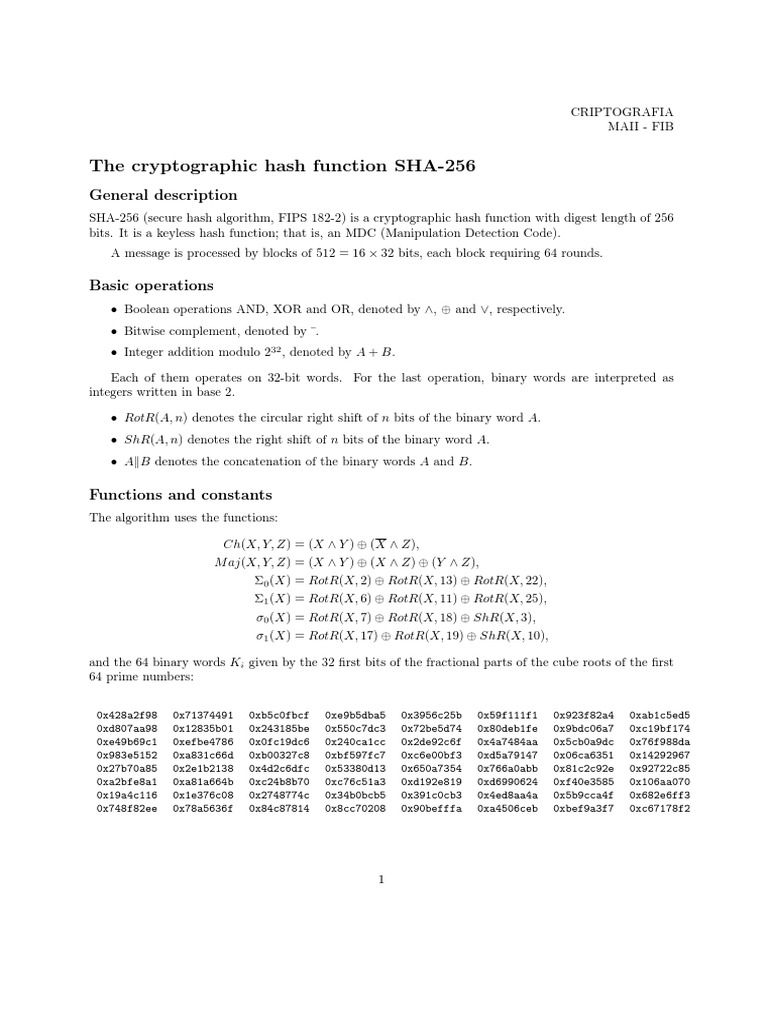 Sha 256 | PDF | Arithmetic | Computing