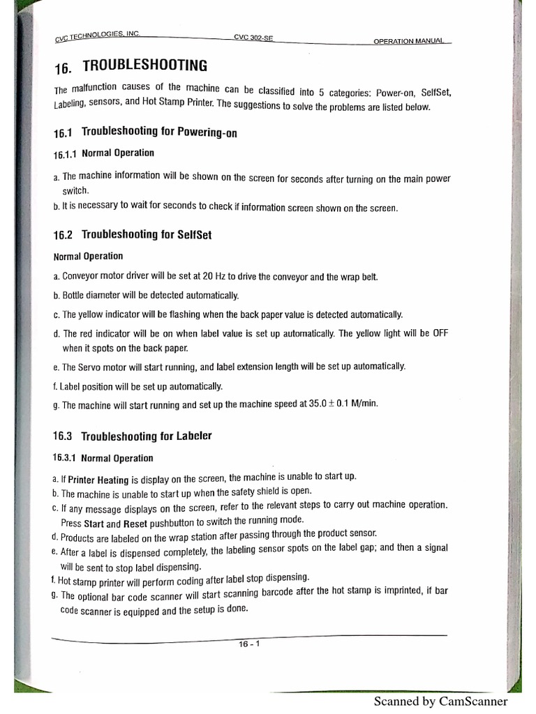 CVC 302 02 ONCO - 16. Troubleshooting | PDF