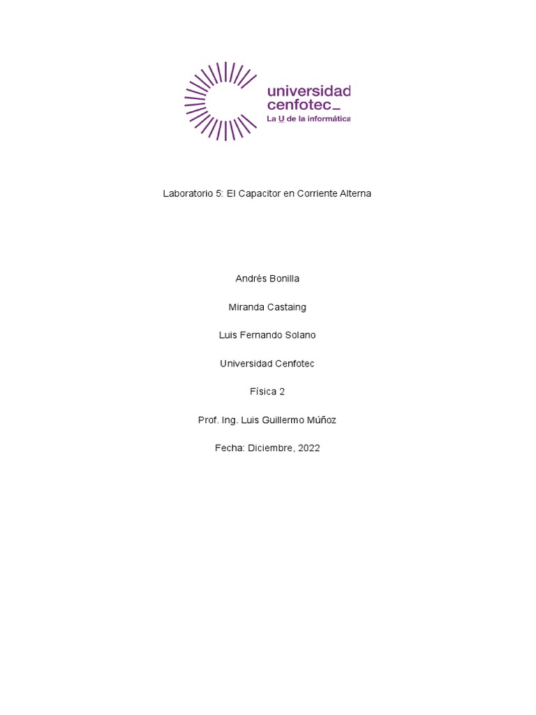 Laboratorio 5 | PDF | Condensador | voltaje