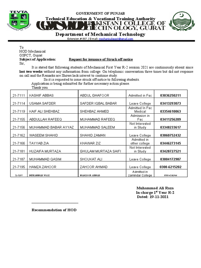 Application for Struck Off Notice | PDF