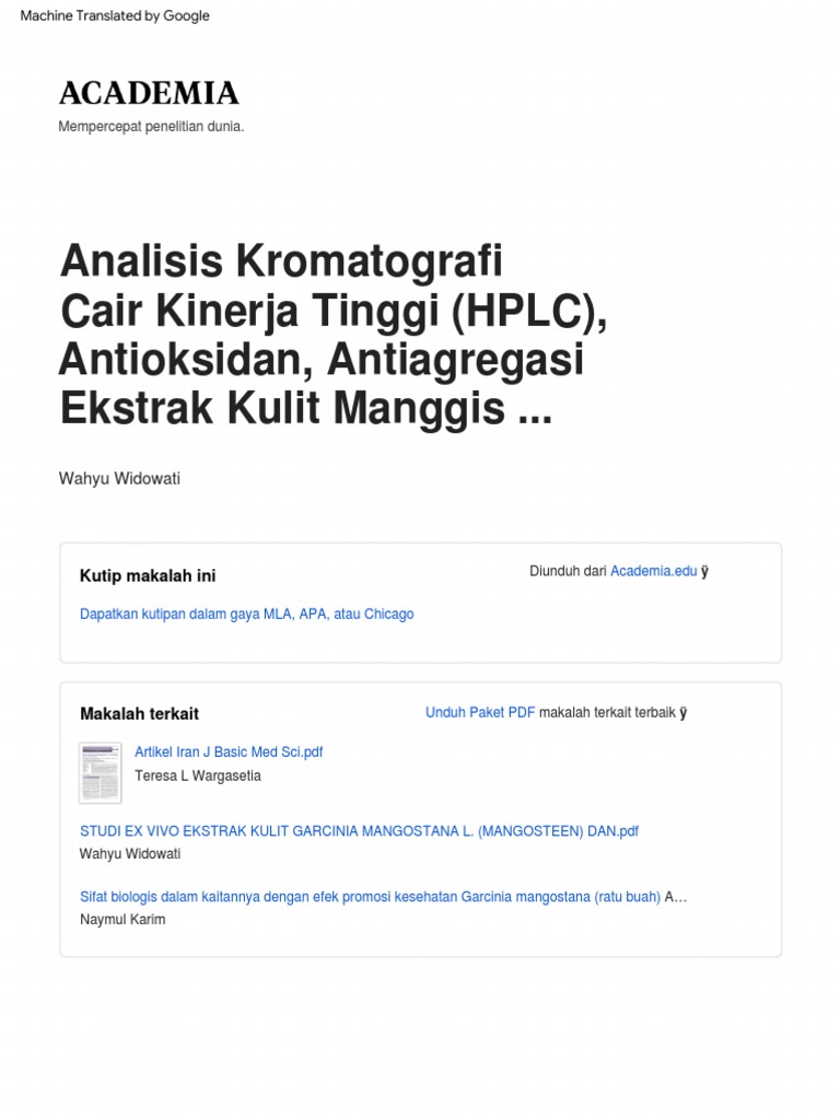 Analisis Kromatografi Cair Kinerja Tinggi (HPLC), Antioksidan ...