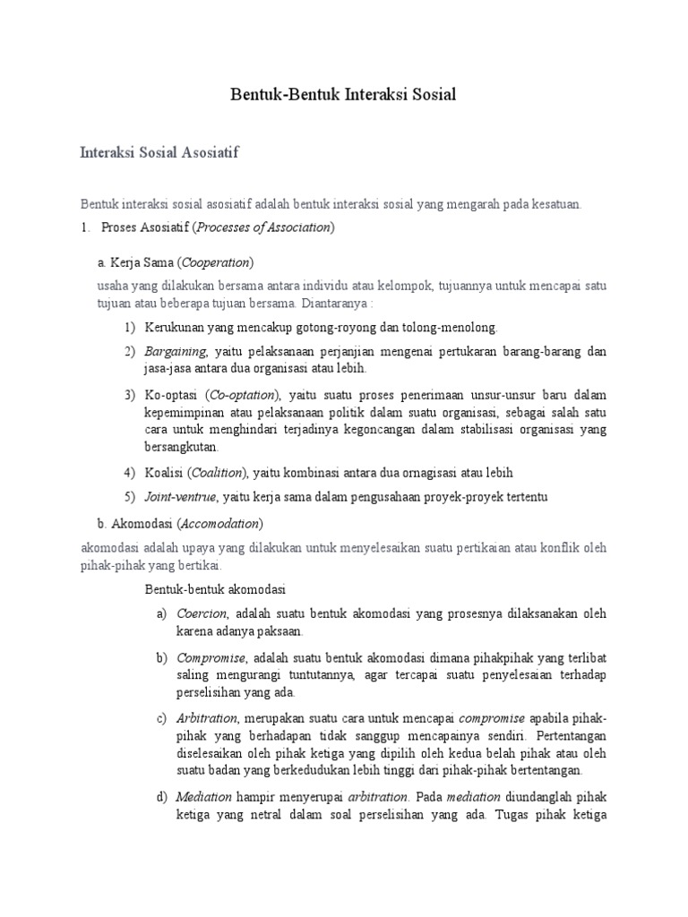 Bentuk Interaksi Sosial | PDF