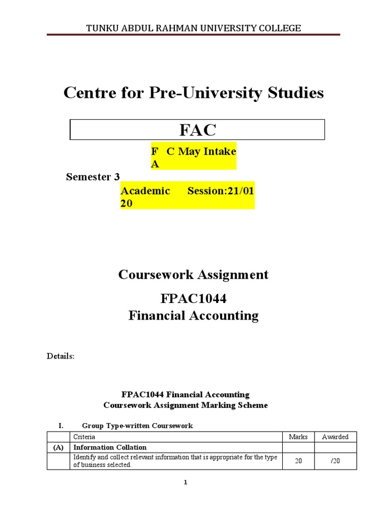 Financial Accounting Assignment Foundation | PDF